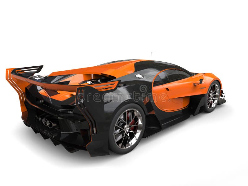 Black and Orange Modern Sports Super Car - Rear Wing Side View Stock ...