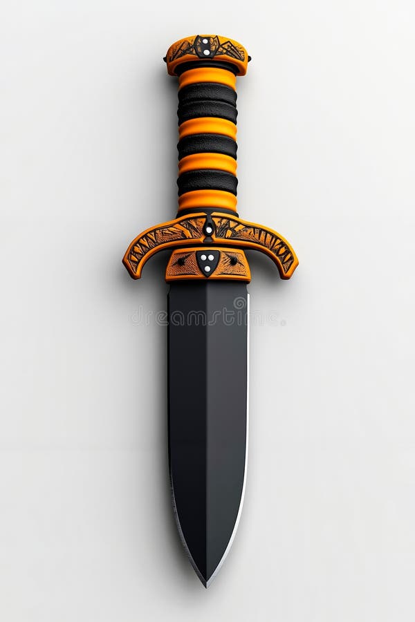 A Knife with an Orange Handle on a White Background Stock Illustration ...