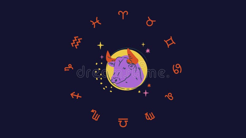 Black and Orange Taurus Astrology Desktop Wallpaper Stock Illustration ...