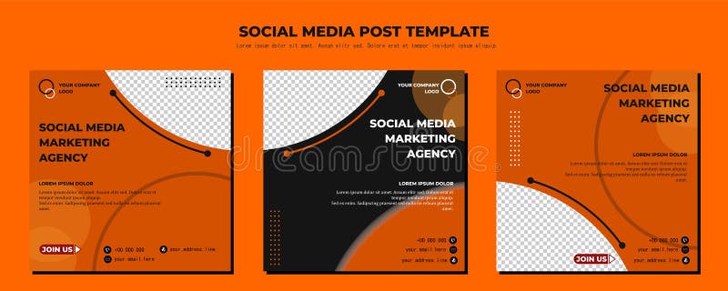 Black Orange Vector Social Media Post Template, Vector Art Illustration ...