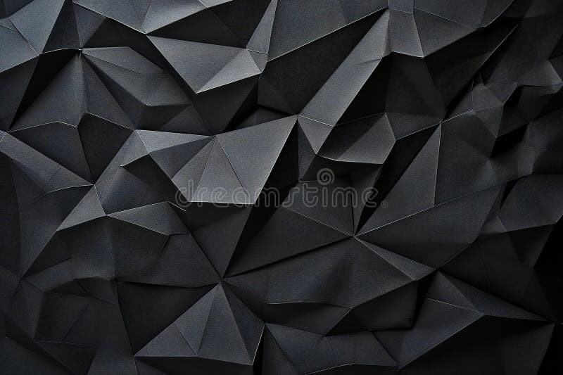Black Origami Paper Background, Polygonal Origami Pattern Stock ...