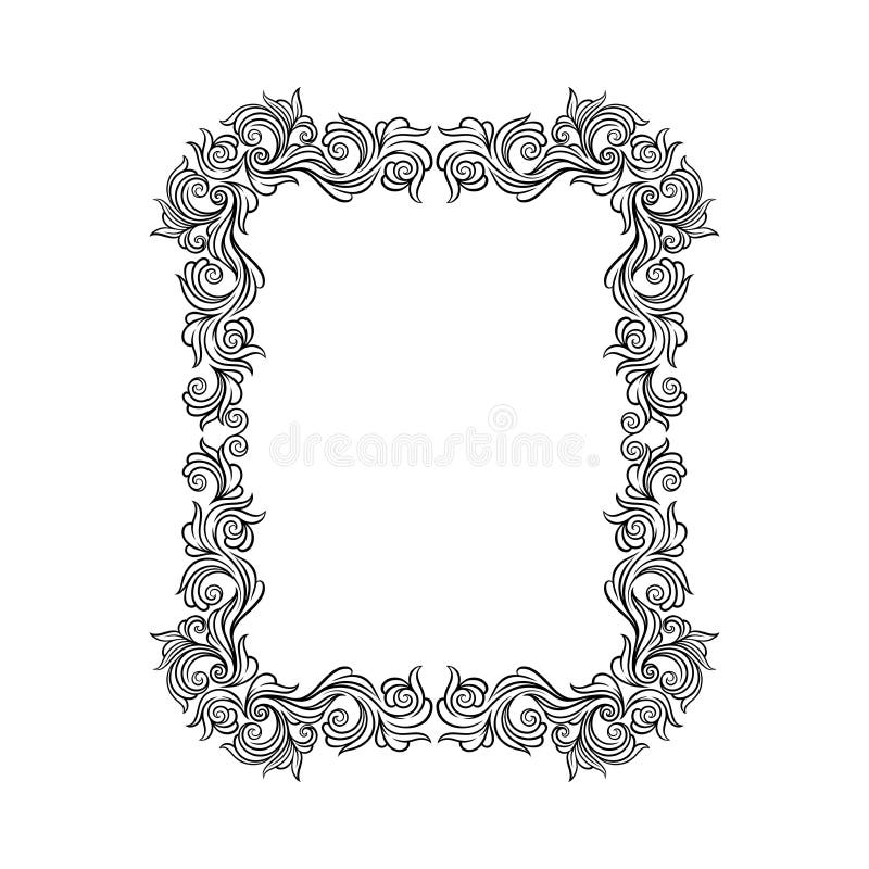 Rectangular Black Frame with Filigree Swirls Vector Clipart Stock ...