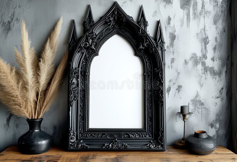Elegant Gothic Mirror Frame Enhancing a Stylish Interior Space with ...