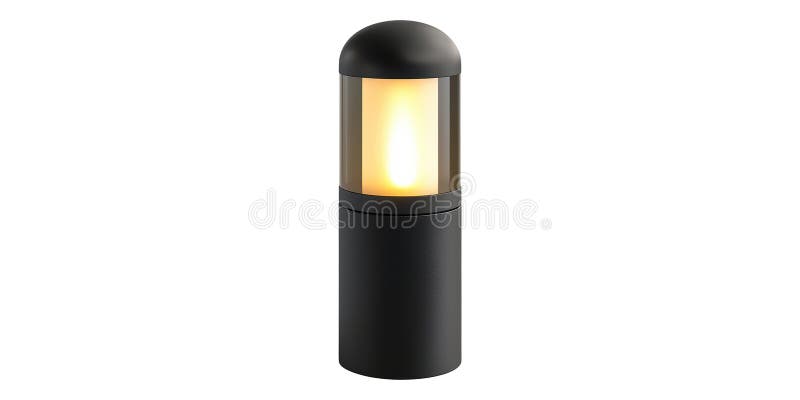 Black Outdoor LED Lamp with Cylindrical Shape Isolated on Transparent ...