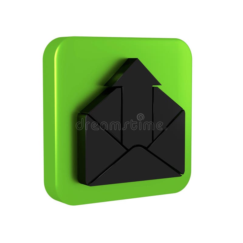 Black Outgoing Mail Icon Isolated on Transparent Background. Envelope ...