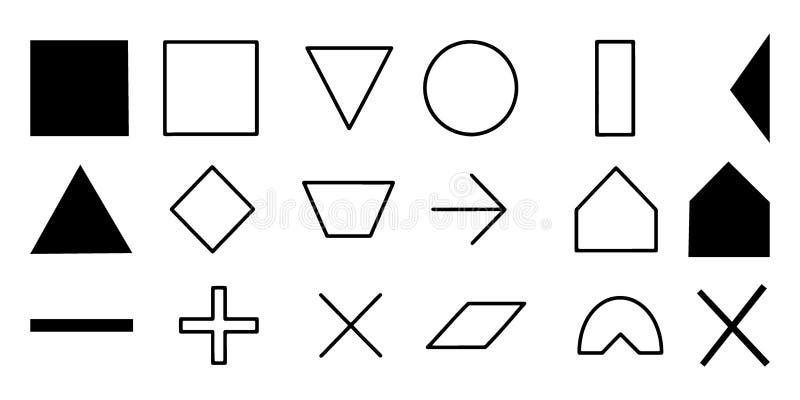 Black and Outline Basic Geometric Shape Icons Including Square Triangle ...