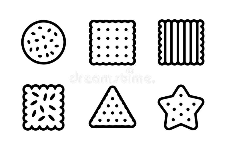 Black Outline Cookie and Cracker Shapes Set for Baking Coloring Book ...