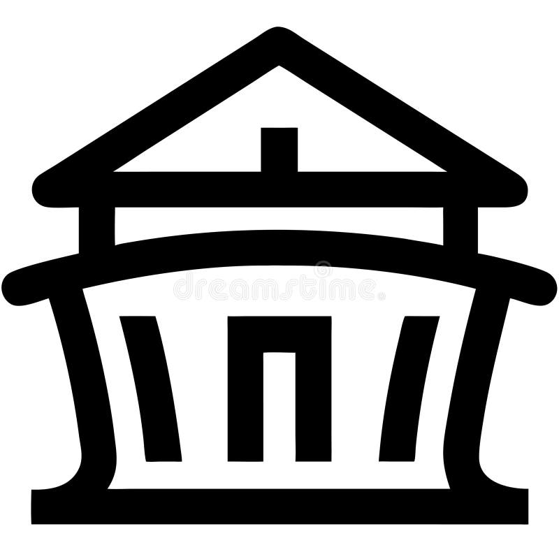 Black Outline Courthouse Classic Column Architecture Vector ...