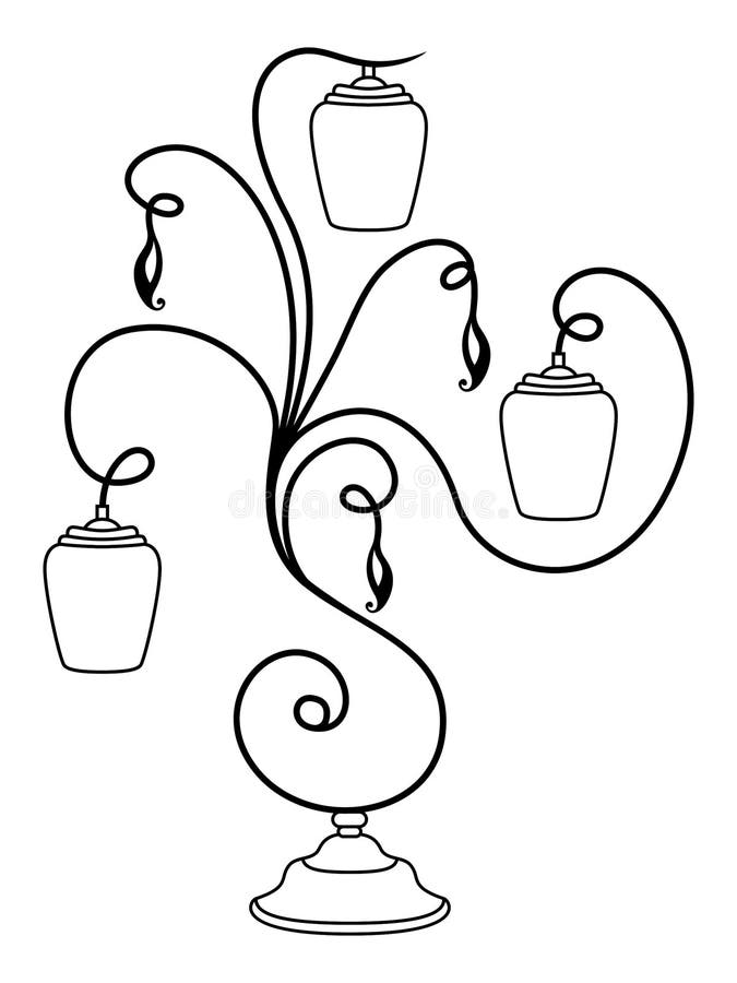 Outline of decorative lamp stock vector. Illustration of graphic ...