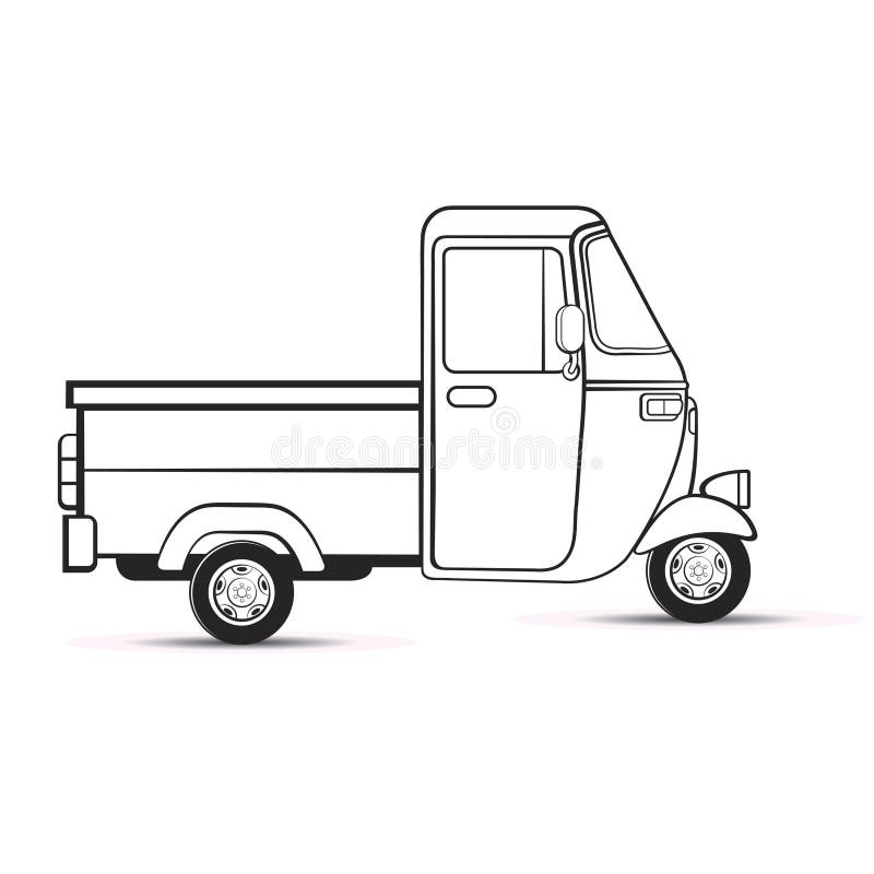 Three Wheeler Auto Outline Icon. Clipart Image Stock Vector ...