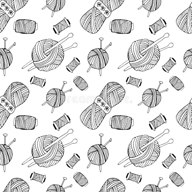 Black Outline Doodles Vector Art. Hand Drawing Illustration. Skein of ...