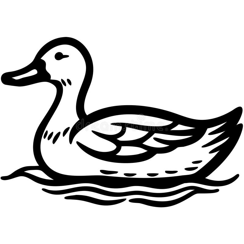 Black Outline Duck Vector Illustration for Craft and Design Projects ...