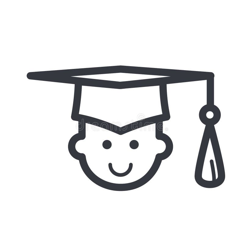 Black Outline Education and Knowledge Vector Icon of a Student S Head ...