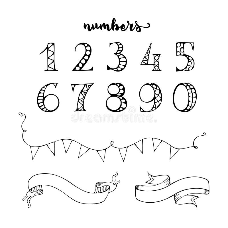 Numbers and ribbons. stock vector. Illustration of hand - 114759756