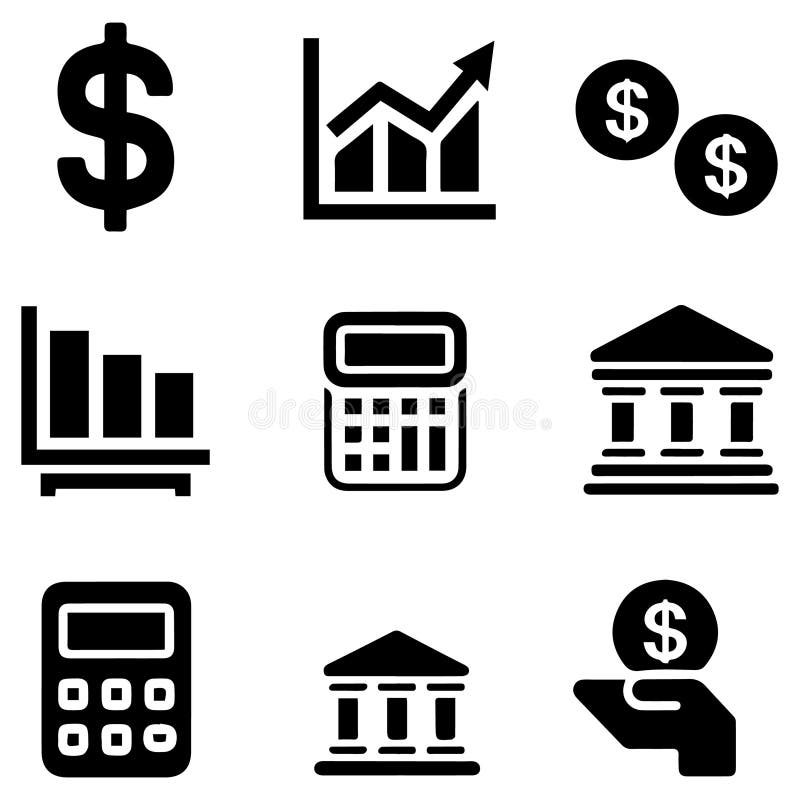 Black Outline Finance Logo Icons Set Vector Design. Stock Vector ...