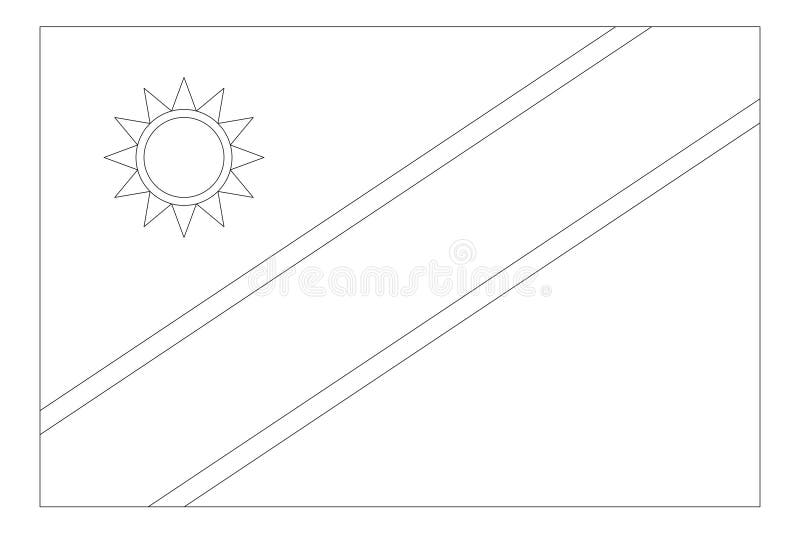 Black Outline Flag of Namibia Stock Vector - Illustration of ensign ...