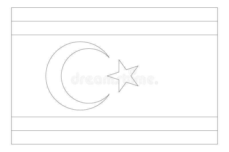 Black Outline Flag of Northern Cyprus Stock Illustration - Illustration ...
