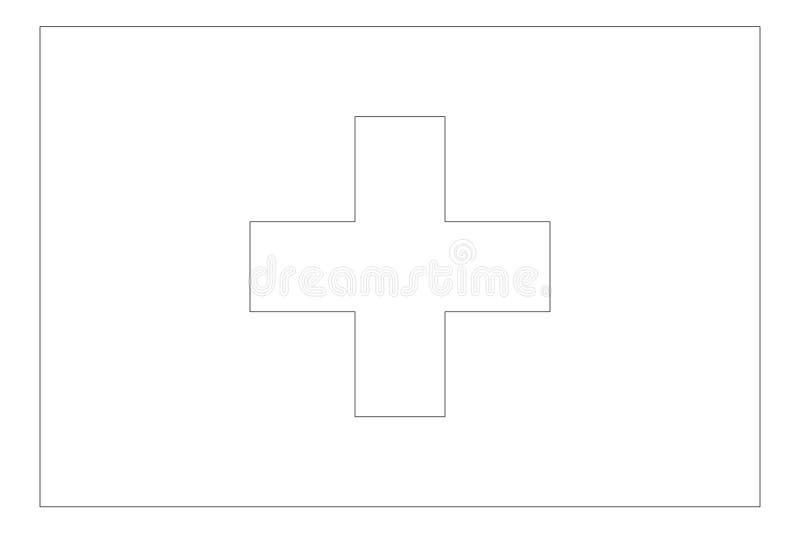 Black Outline Flag of Switzerland Stock Vector - Illustration of ensign ...