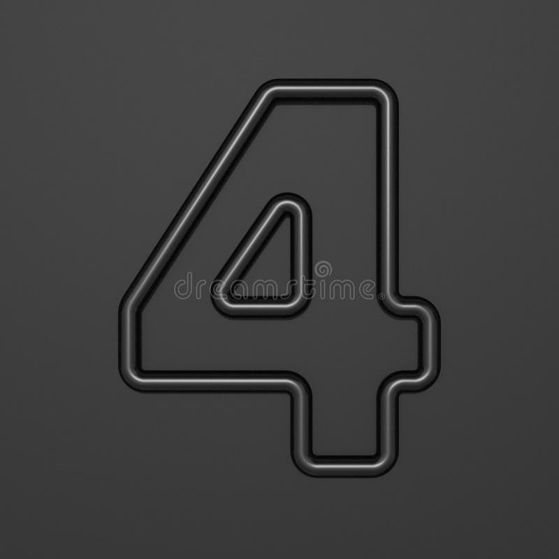 Black Outline Font Number 4 FOUR 3D Stock Illustration - Illustration ...