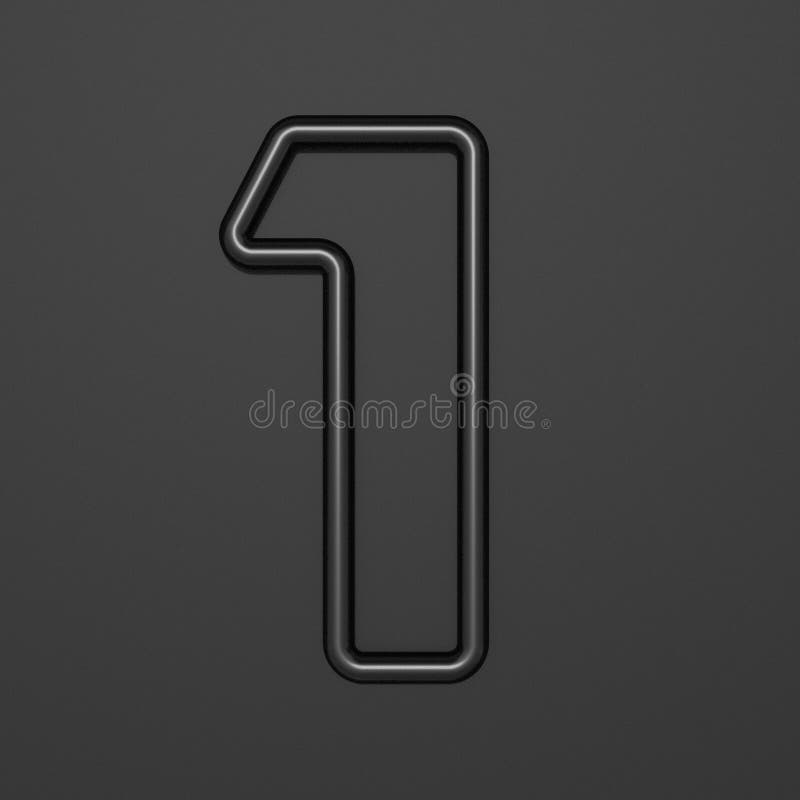 Black Outline Font Number 1 ONE 3D Stock Illustration - Illustration of ...