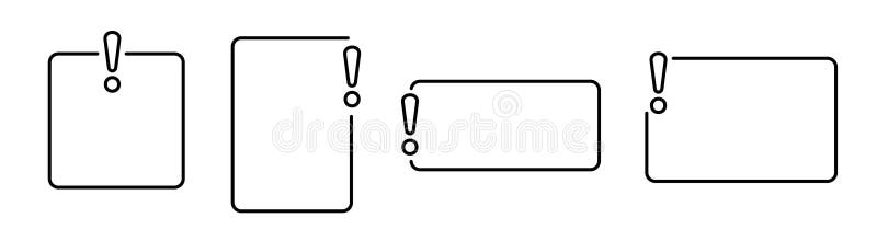 Black Outline Frame with Exclamation Mark. Set of Empty Warning ...