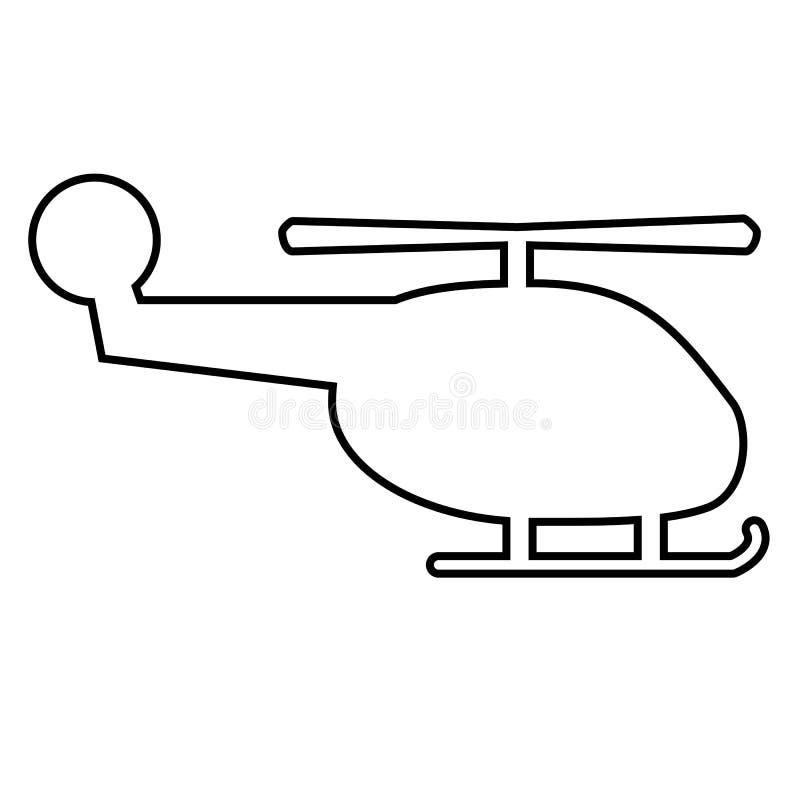 Outline Helicopter Flying Vector Icon. Isolated Black Simple Line ...