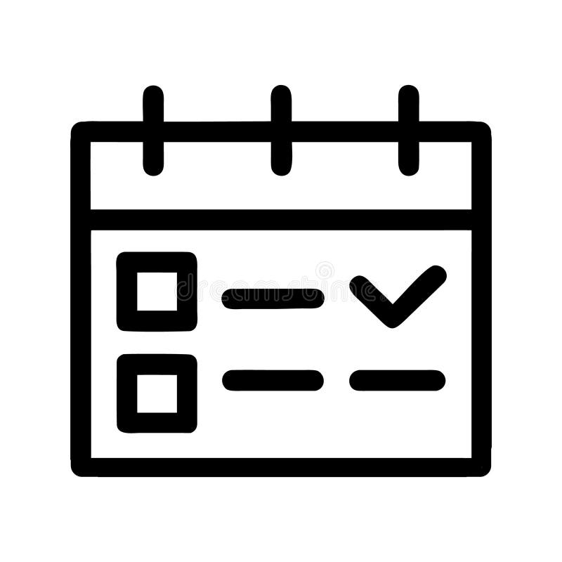 Black Calendar Icon with Checklist and Checkmark Task Planning Stock ...