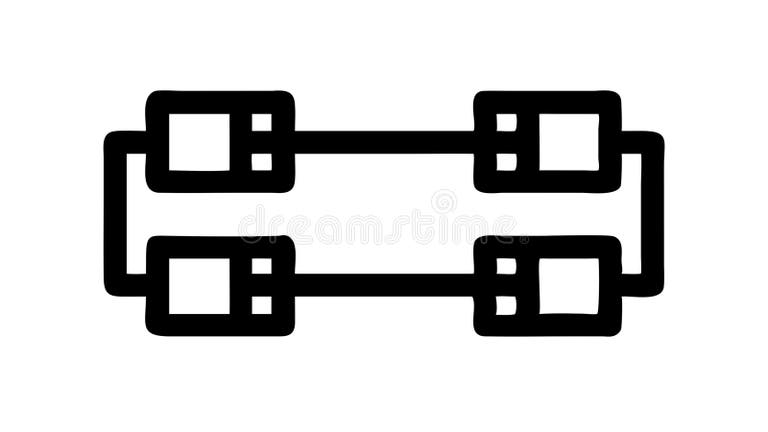Black Outline Icon of Connected Rectangular Shapes Structure Graphic ...