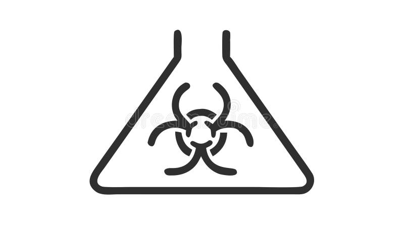 Black Outline Icon of a Science Flask with Biohazard Symbol , Vector ...