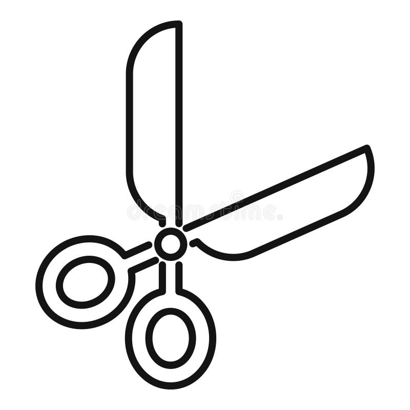 Black Outline Icon of Scissors Cutting Stock Illustration ...