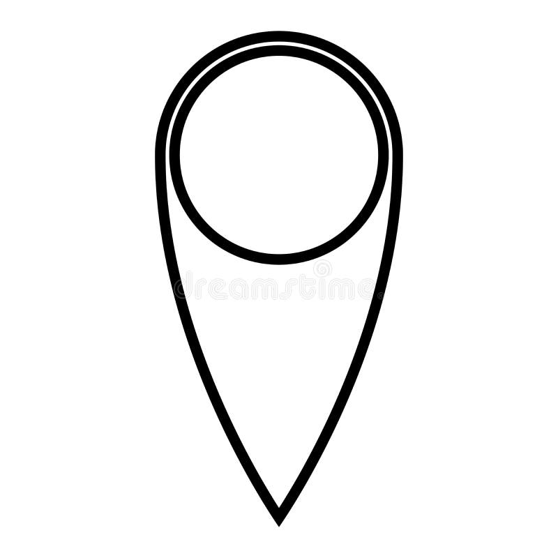 Black Outline Map Pointer. Simple Flat Vector Icon Stock Vector - Illustration of design, place ...