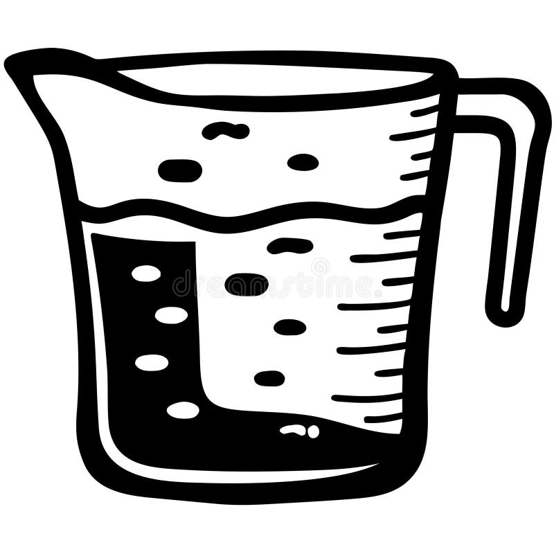 Black Outline Measuring Cup Illustration for Kitchen and Science Uses ...