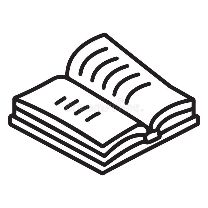 Black Outline Open Book, Journal, Textbook, Notebook Icon Vector for ...