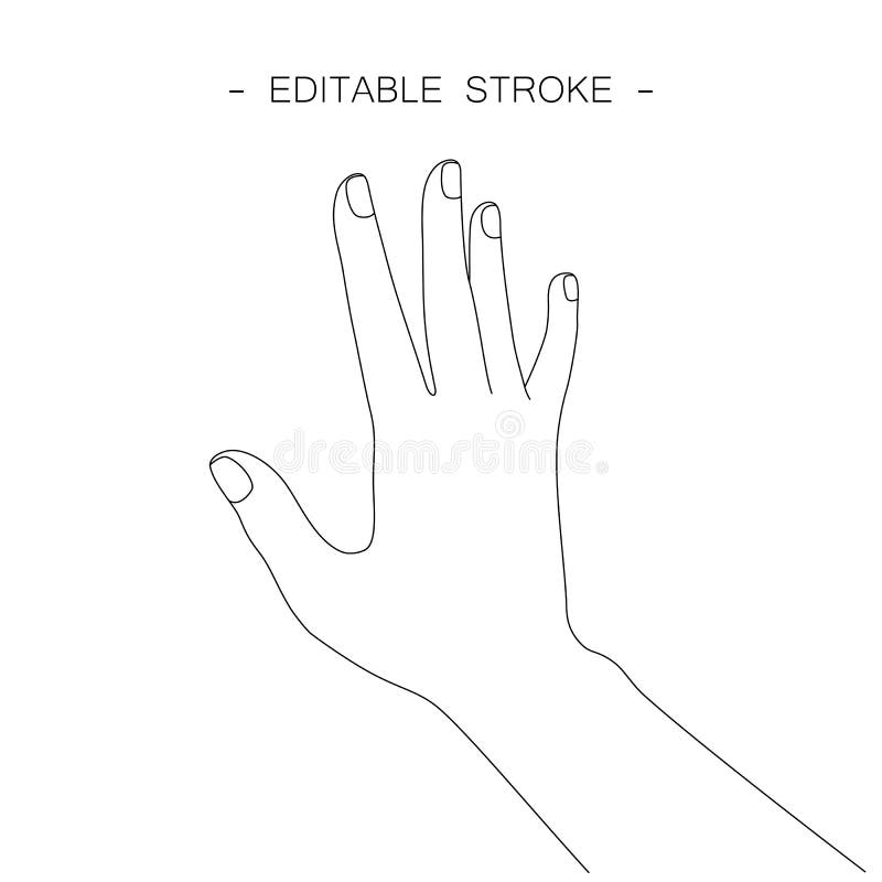 Black Outline Open Hand on White Background. Line Hand. Flat Design ...