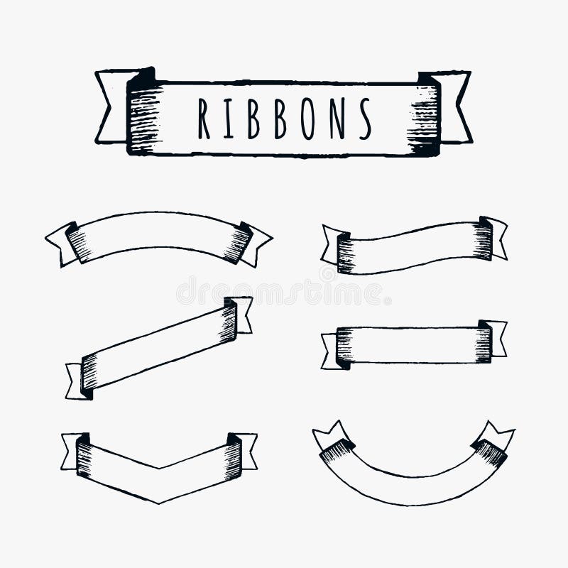 Black Outline Pencil Ribbons Stock Vector - Illustration of certificate ...