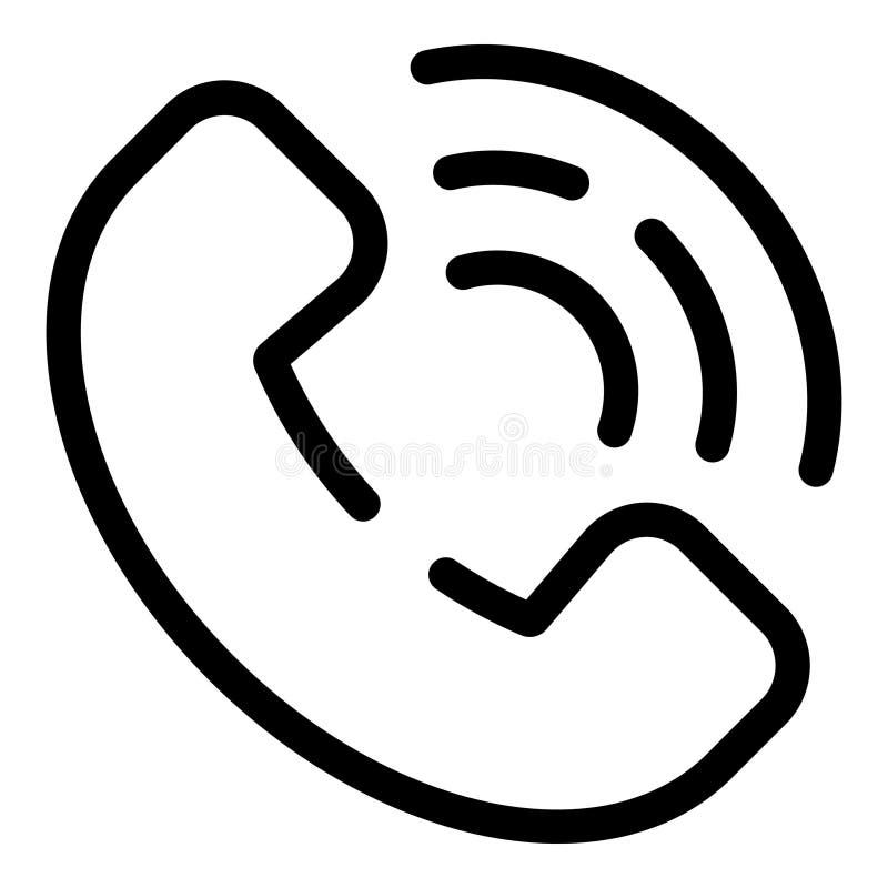 Black Outline Phone Icon Ringing for Communication Stock Vector ...