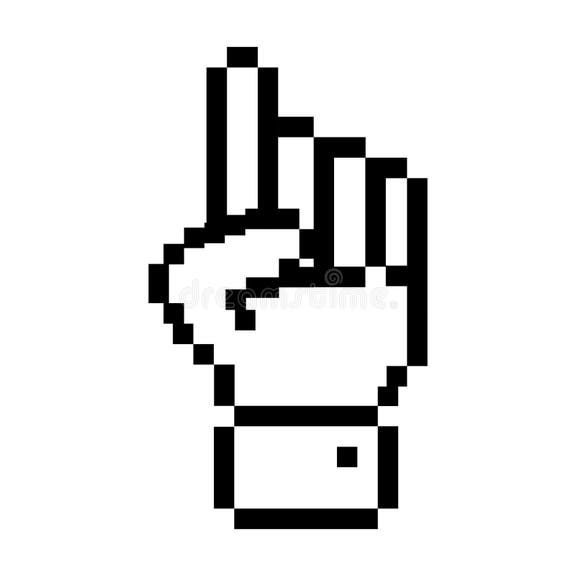 Black Outline Pixelated Hand Pointing Up Stock Vector - Illustration of ...