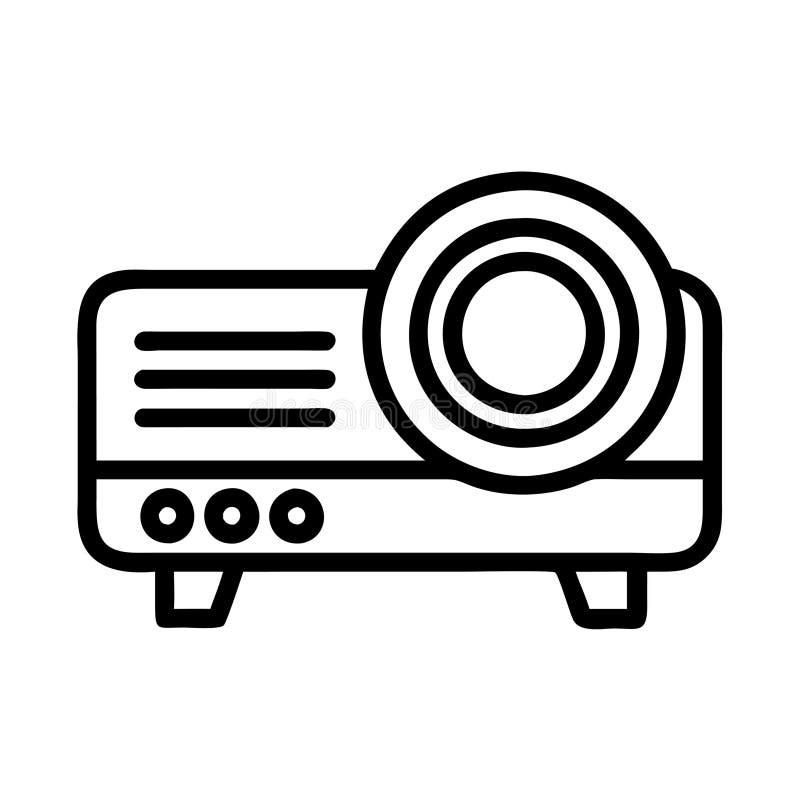 Black Outline Projector Vector for Presentation and Media Equipment ...