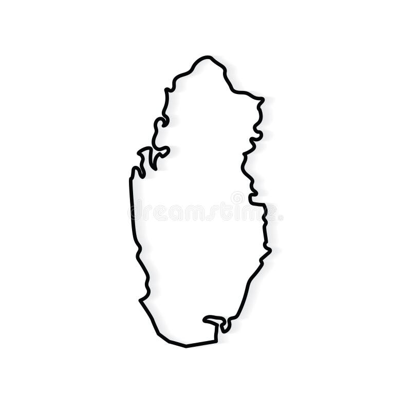 Black outline of Qatar map stock vector. Illustration of symbol - 155915835