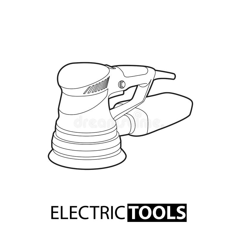 Black Outline Sander stock vector. Illustration of manual - 95083823