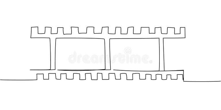 Minimalist Outline of a Film Strip Frame in Linear Style, Abstract ...