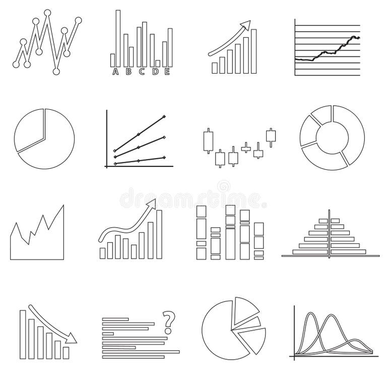 Black Outline Simple Graphs Variations Set Stock Vector - Illustration ...