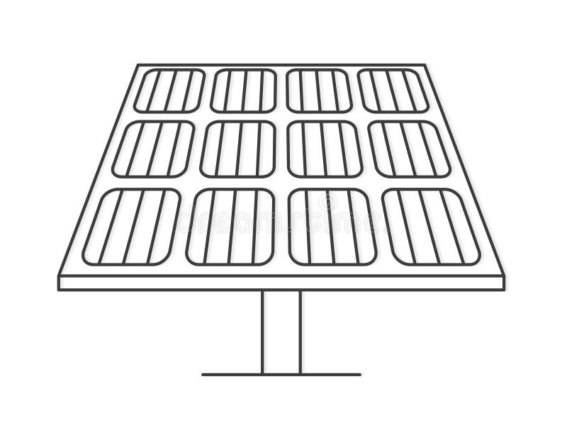Black Outline of Solar Panel Cell, Clean Sustainable, Renewable Power ...