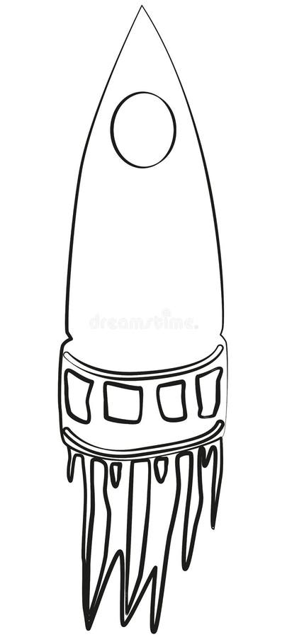 Black Outline of Spaceship with Hull Like Squid Isolated on White ...