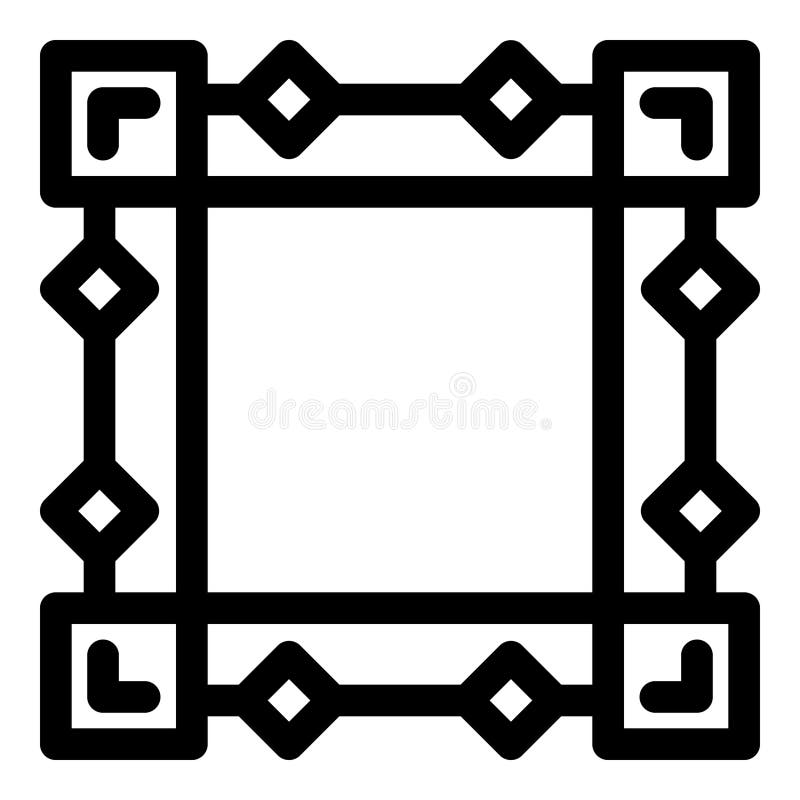 Black Outline Square Frame Featuring Connected Lines and Diamonds Stock ...
