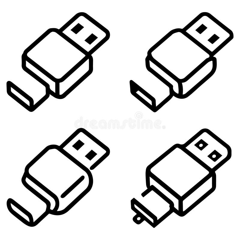 Black Outline USB Vector Illustration Design Stock Vector ...