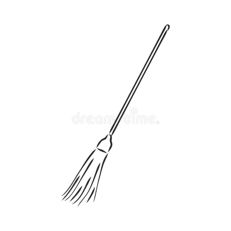 Outline Broom Vector Icon. Isolated Black Simple Line Element ...