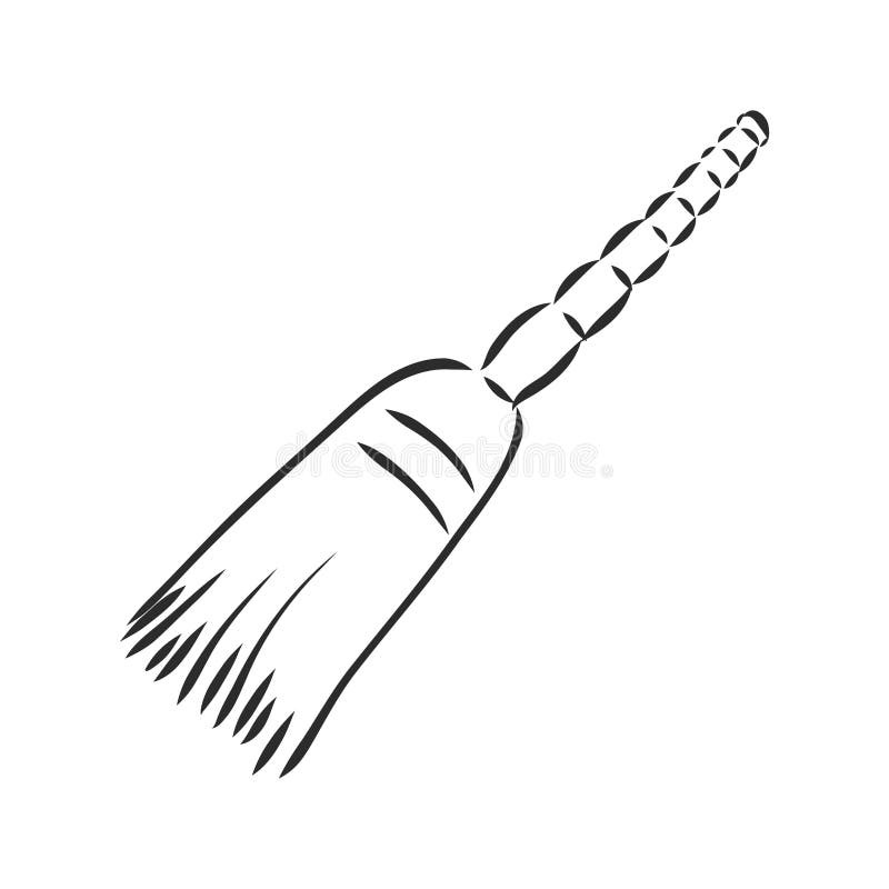 Outline Broom Vector Icon. Isolated Black Simple Line Element ...