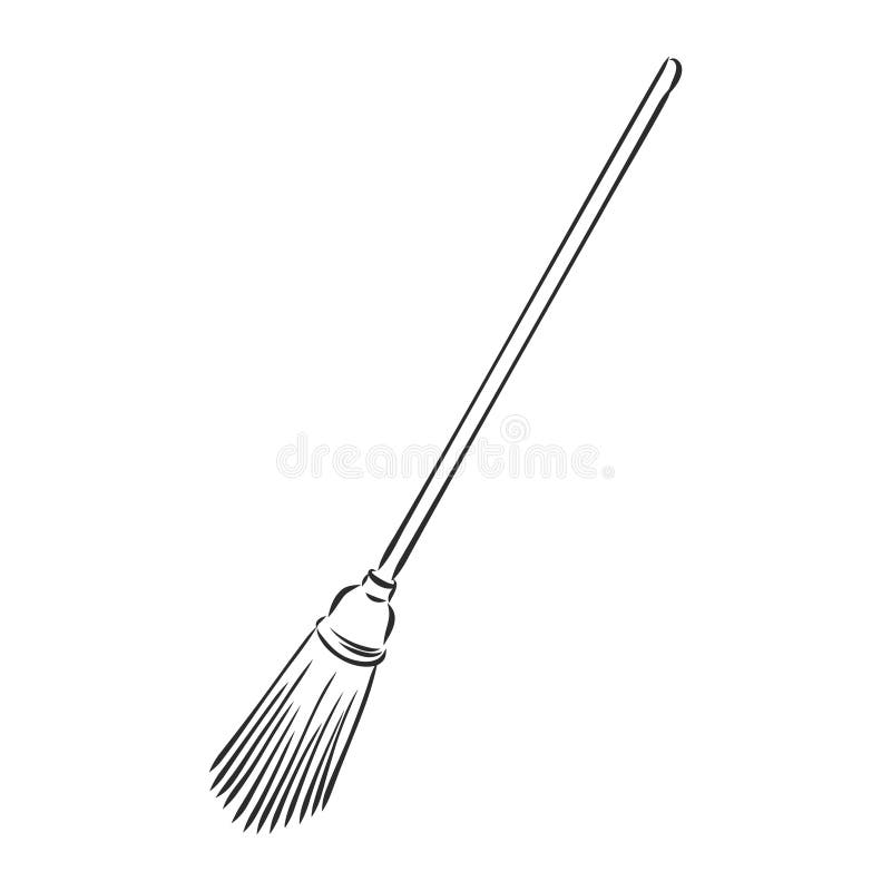 Outline Broom Vector Icon. Isolated Black Simple Line Element ...
