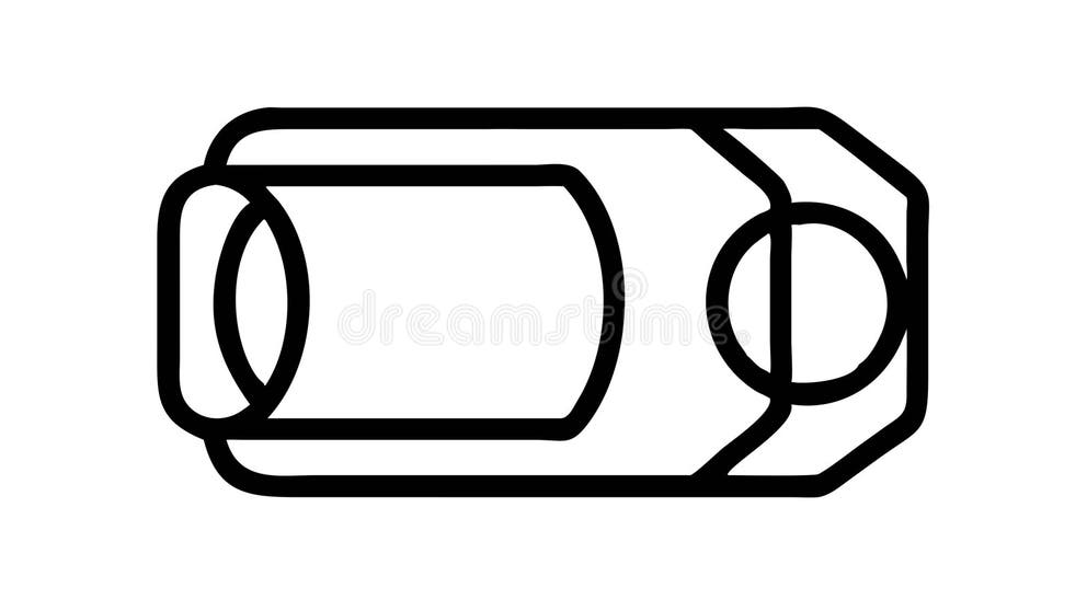 Outline Cylindrical Object Icon, Representing Pipe or Container, Vector ...